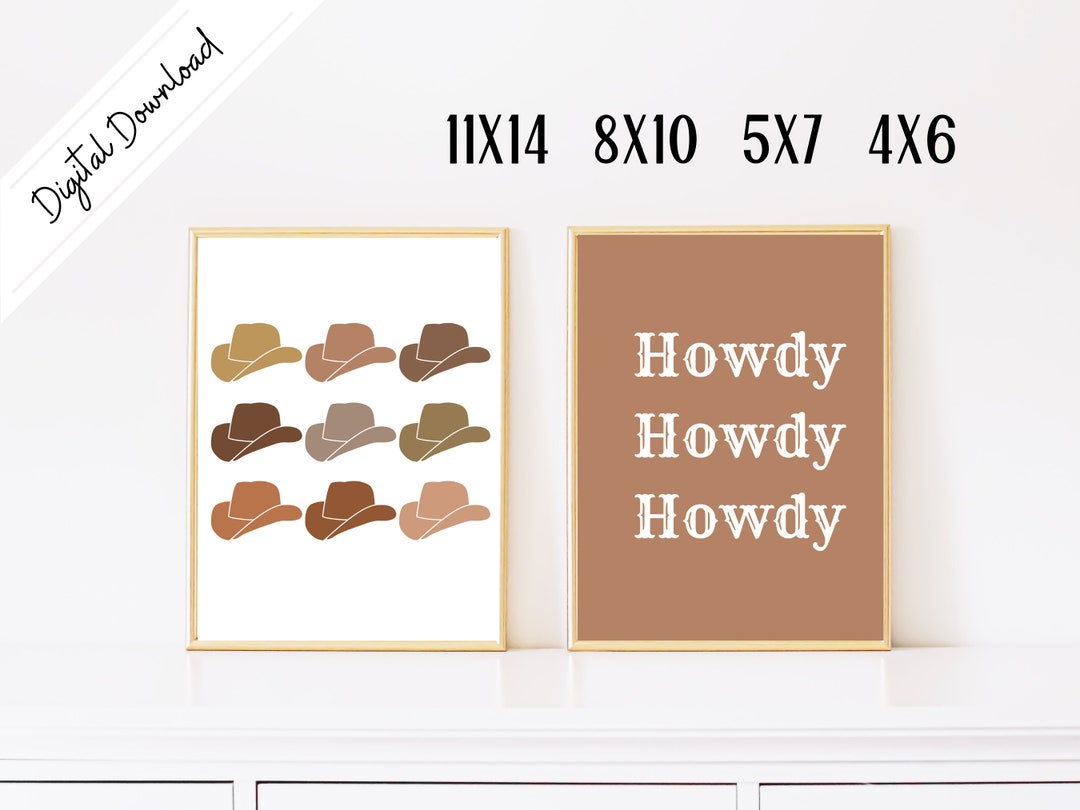 Howdy Western Digital Prints - Cowboy Hats Print - Western Minimalist ...