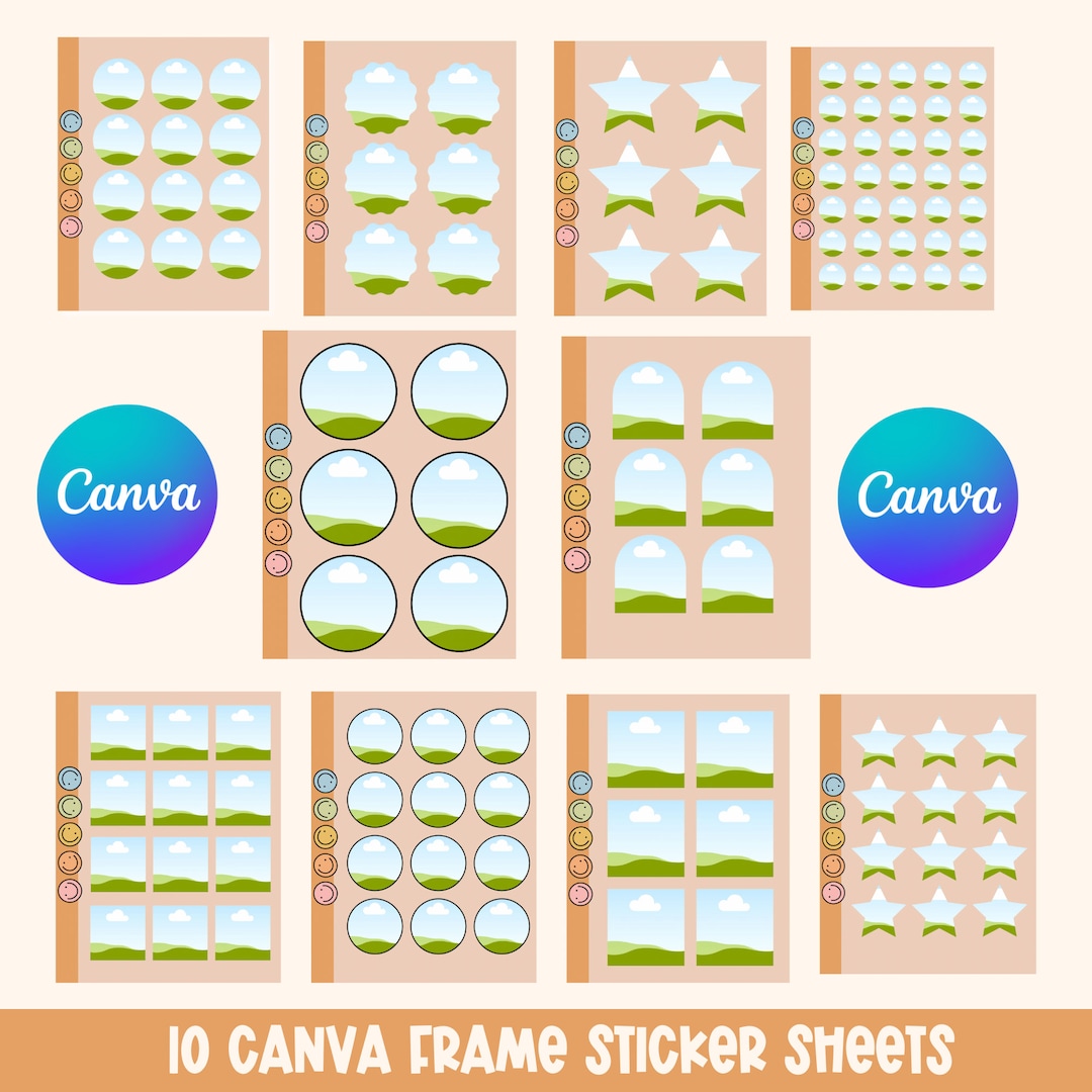 Canva Frame Sticker Template Bundle to Build Your Own Printable Sticker ...