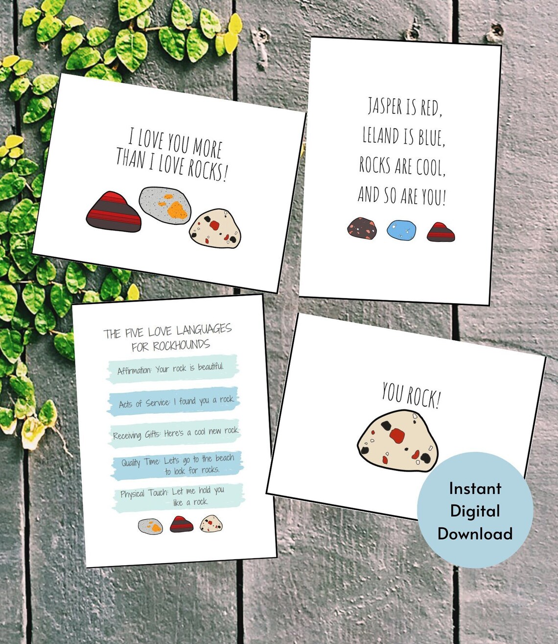 Printable 5x7 Rock Greeting Cards - Etsy