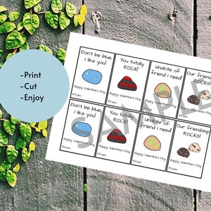 Printable Kids Rock Valentine Cards - Etsy