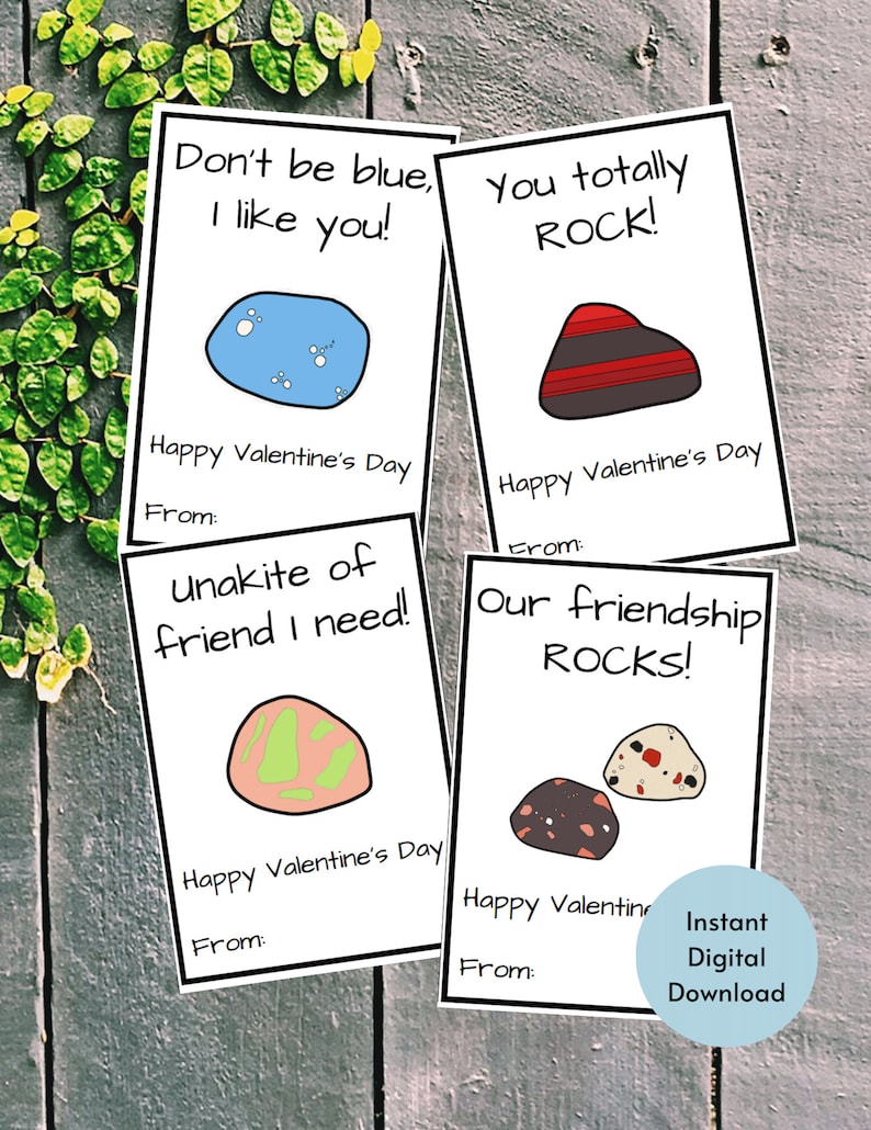 Printable Kids Rock Valentine Cards - Etsy