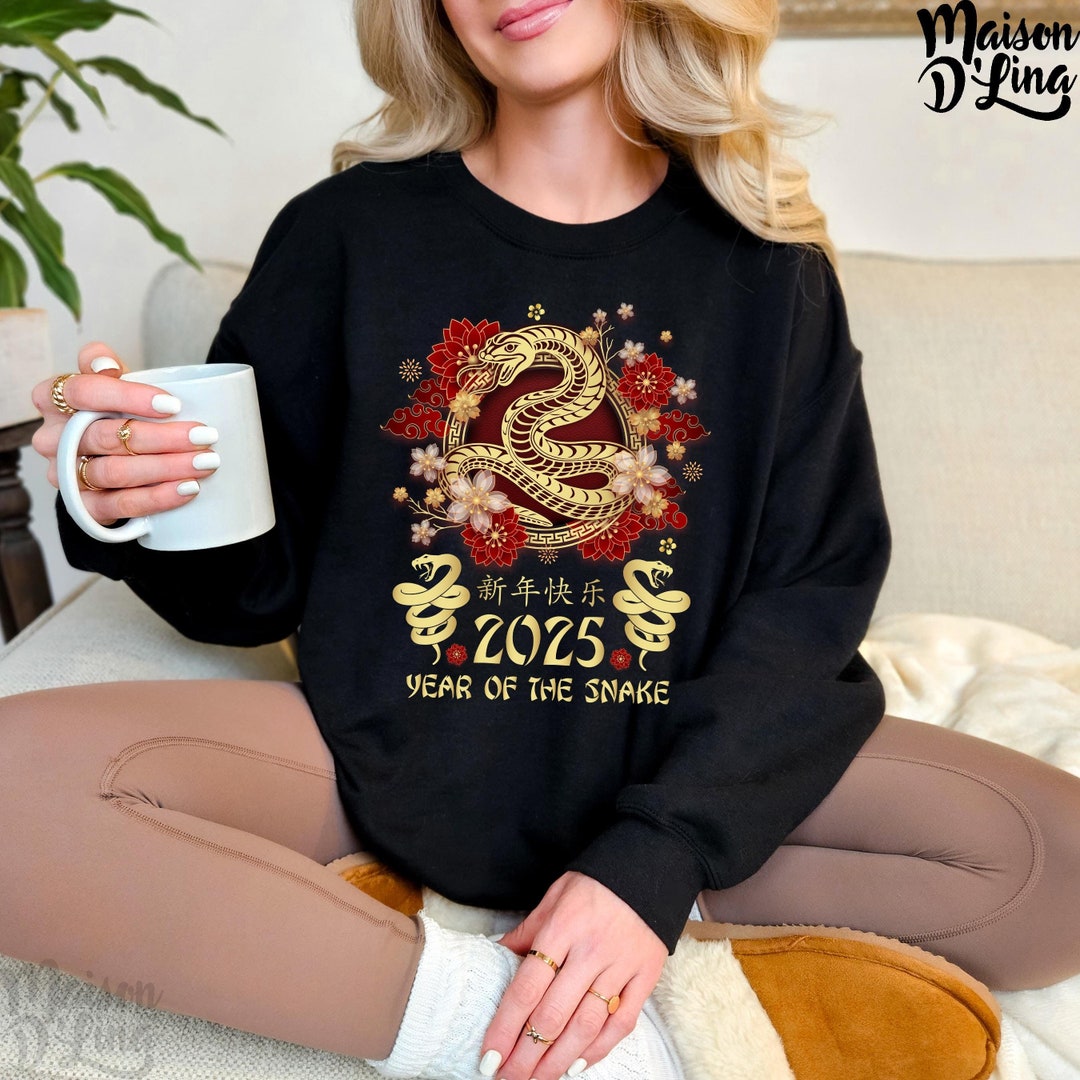 The Year of the Snake Hoodie, Chinese New Year 2025 Sweatshirt, Chinese ...