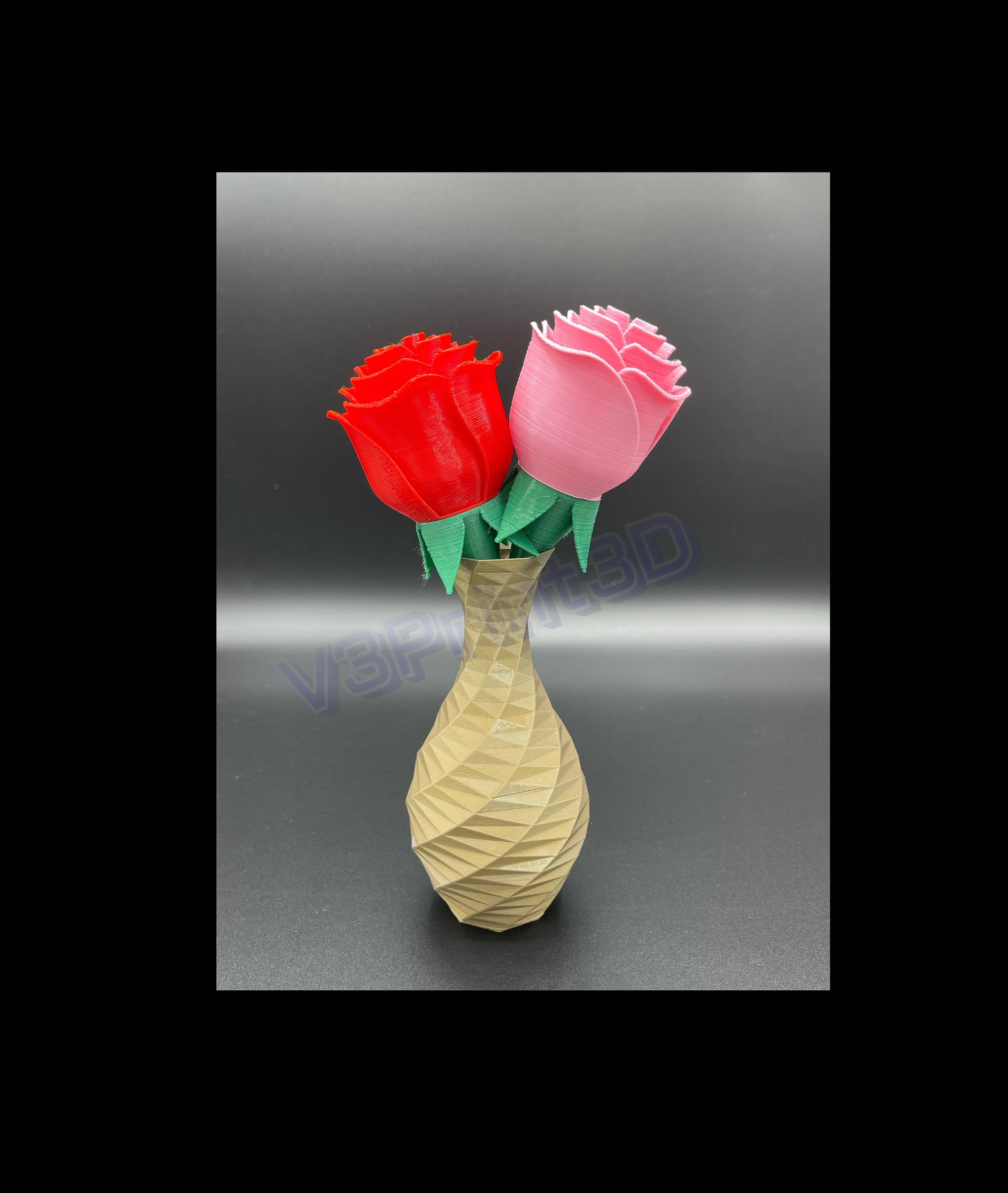 3D Printed Rose Flowers With Vase Perfect Gift Idea for | Etsy