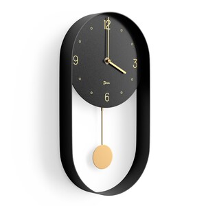 Driini Modern Pendulum Wall Clock Decorative and Unique Metal Frame ...
