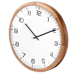 Driini Analog Dome Glass Wall Clock Wood Frame With Two-tone Wooden ...