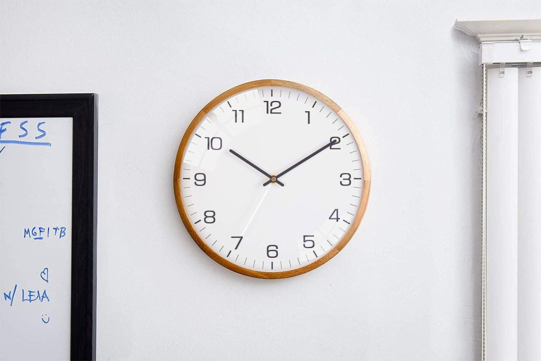 Driini Analog Dome Glass Wall Clock Wood Frame With Two-tone Wooden ...