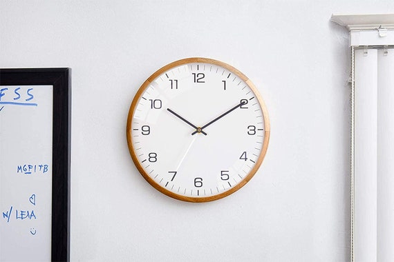 Driini Analog Dome Glass Wall Clock Wood Frame With Two-tone - Etsy Canada