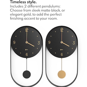 Driini Modern Pendulum Wall Clock Decorative and Unique Metal Frame Contemporary, Minimalist ...