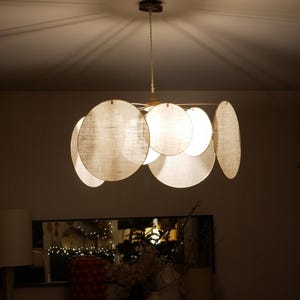 8-round Linen and Brass Pendant Light - Designer Chandelier - Kinetic ...