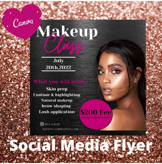 Makeup Class Flyer Social Media Flyer Beauty Template | Etsy