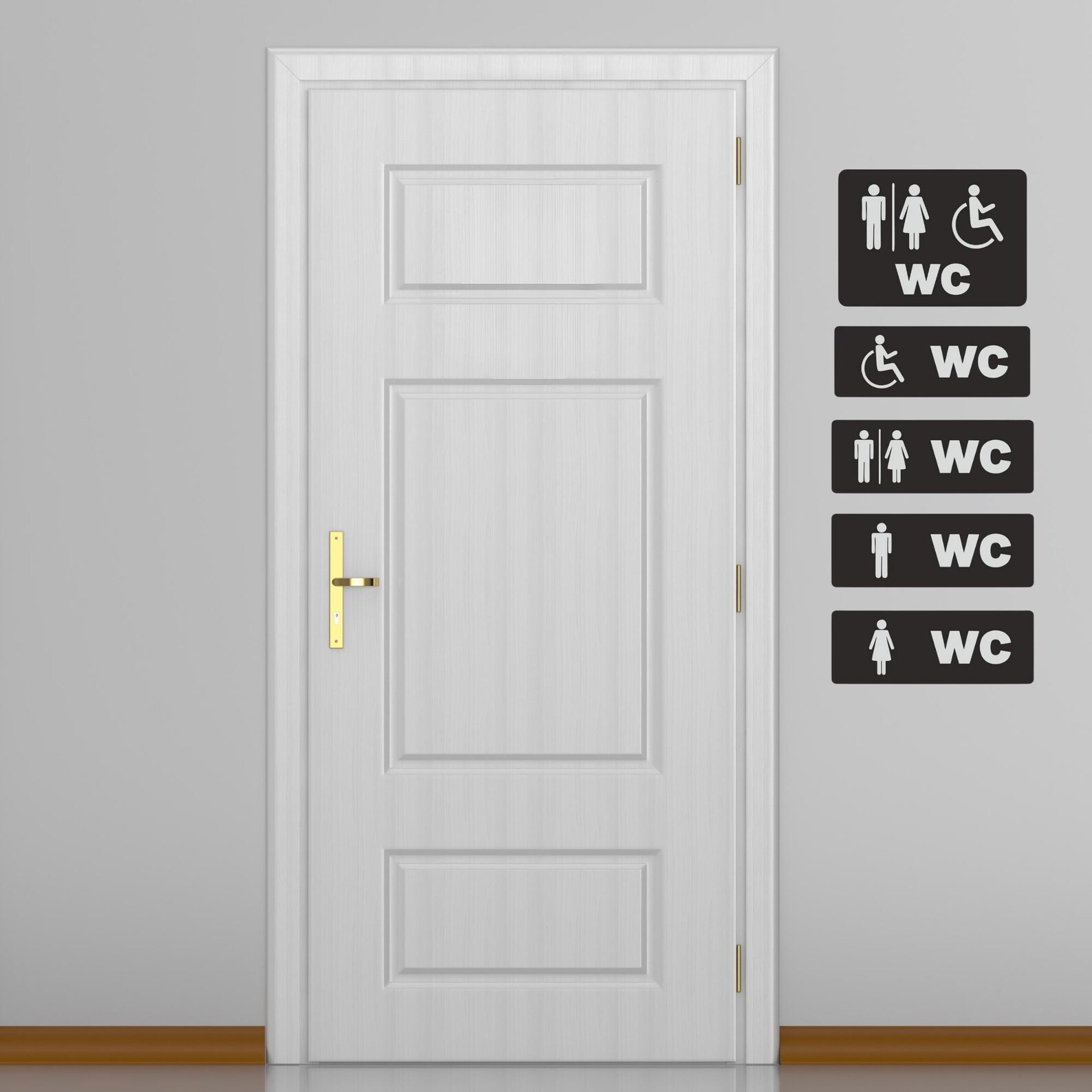 Restroom Sign Male Female Disabled – Acrylic Toilet Door Sign – Black ...