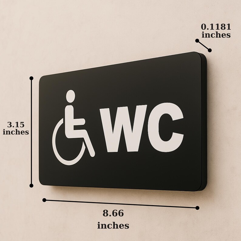 Restroom Sign Male Female Disabled – Acrylic Toilet Door Sign – Black ...