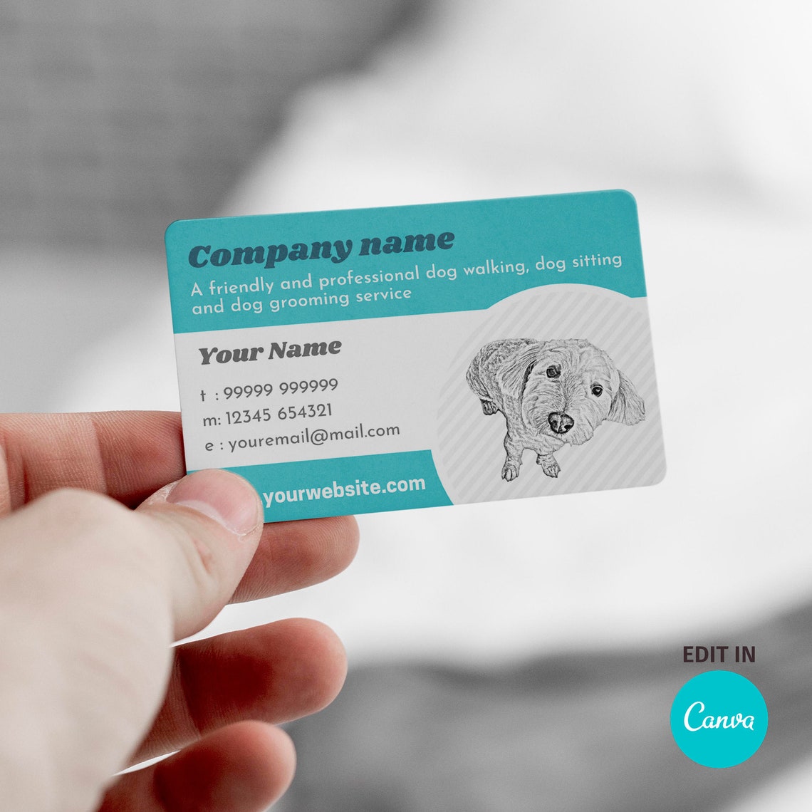 Business Card Template, Instant Download, Edible in Canva, Dog Theme ...