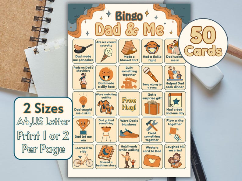 Dad and Me Bingo Printable | Father’s Day Activity for Kids | Retro Dad ...