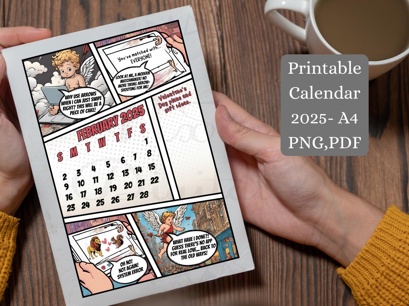 Comic Calendar 2025 Short Stories Png, Scrapbook Calendar Kit ...