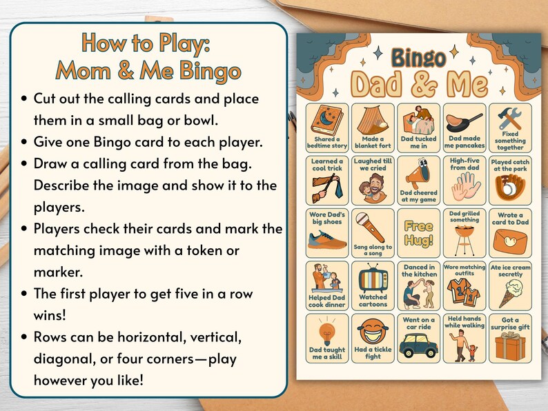 Dad and Me Bingo Printable | Father’s Day Activity for Kids | Retro Dad ...