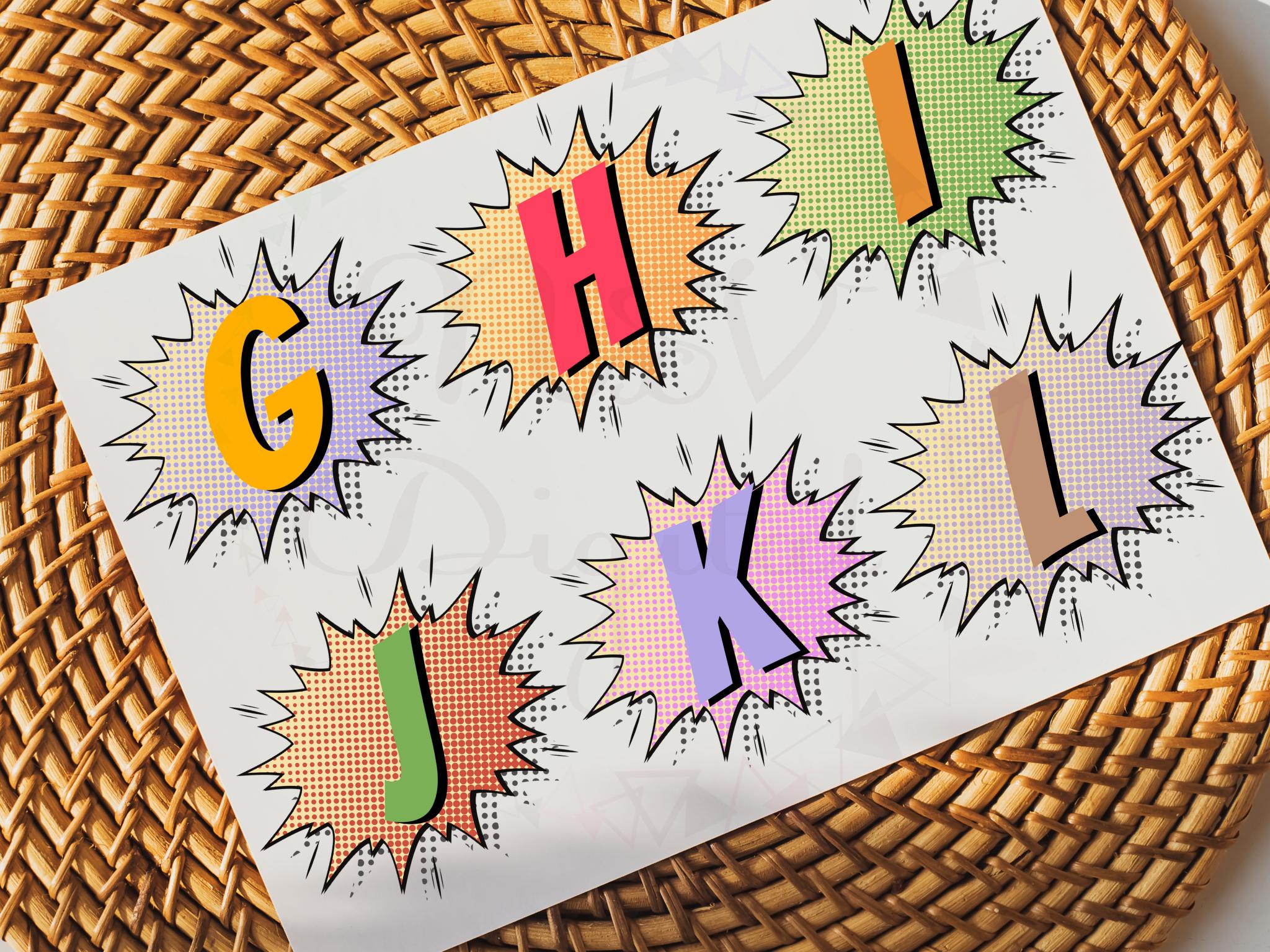 Set of 36 Retro Comic Book Letter Png, Comics Magazine Alphabet Kit Png ...