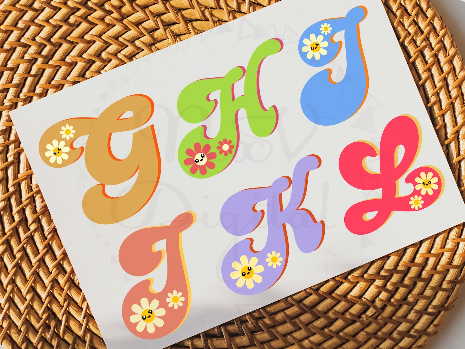 Set of 36 Groovy Letters and Numbers Png, Groovy Alphabet Doodle Flower ...