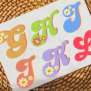 Set of 36 Groovy Letters and Numbers Png, Groovy Alphabet Doodle Flower ...