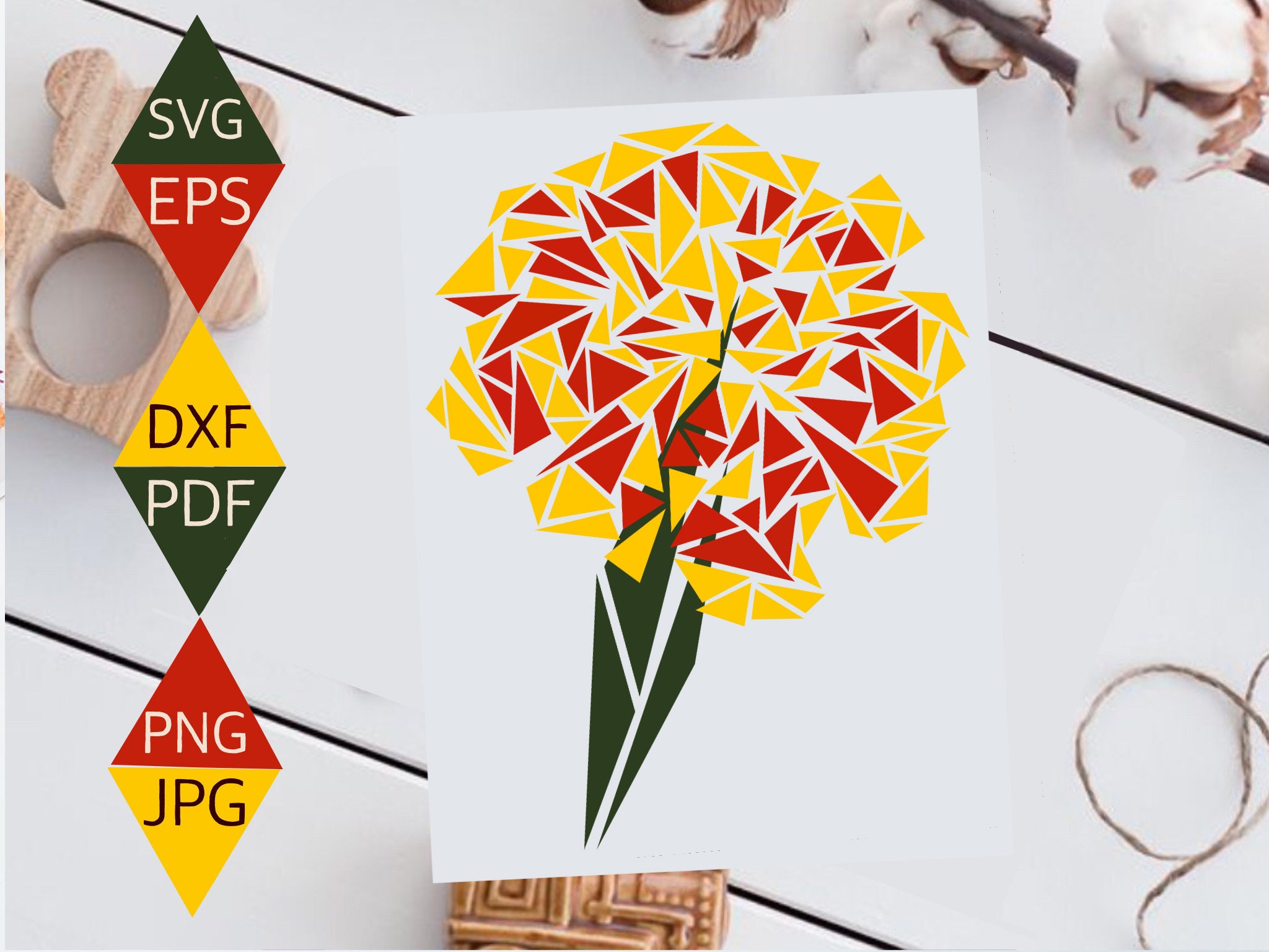 Marigold Svg October Birth Flower Svg Yellow Flower Svg - Etsy
