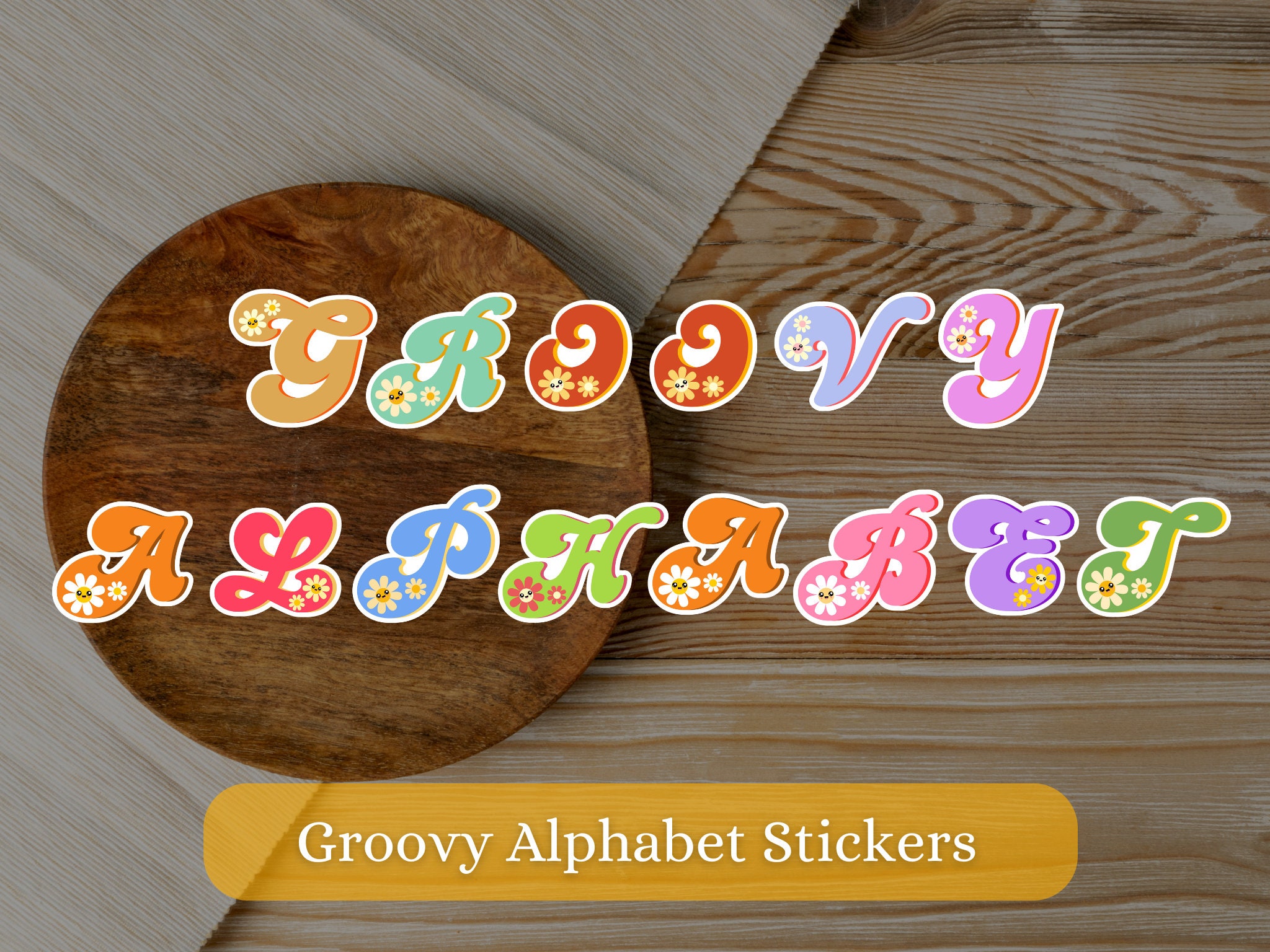 Set of 36 Groovy Letters and Numbers Png, Groovy Alphabet Doodle Flower ...