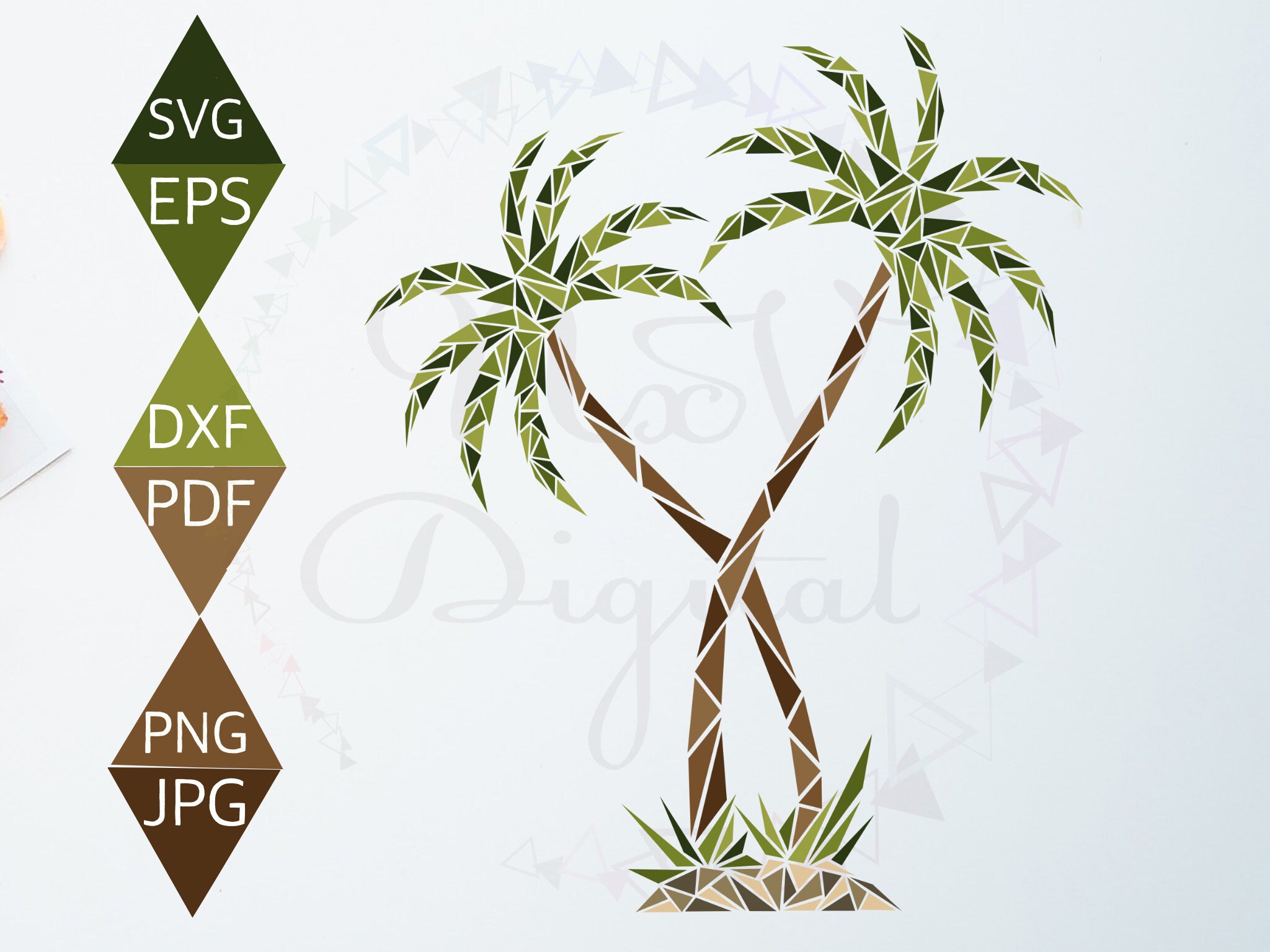 Couple Palm Tree Svg, Beach Palm Tree Svg, Tropical Palm Svg, Green ...