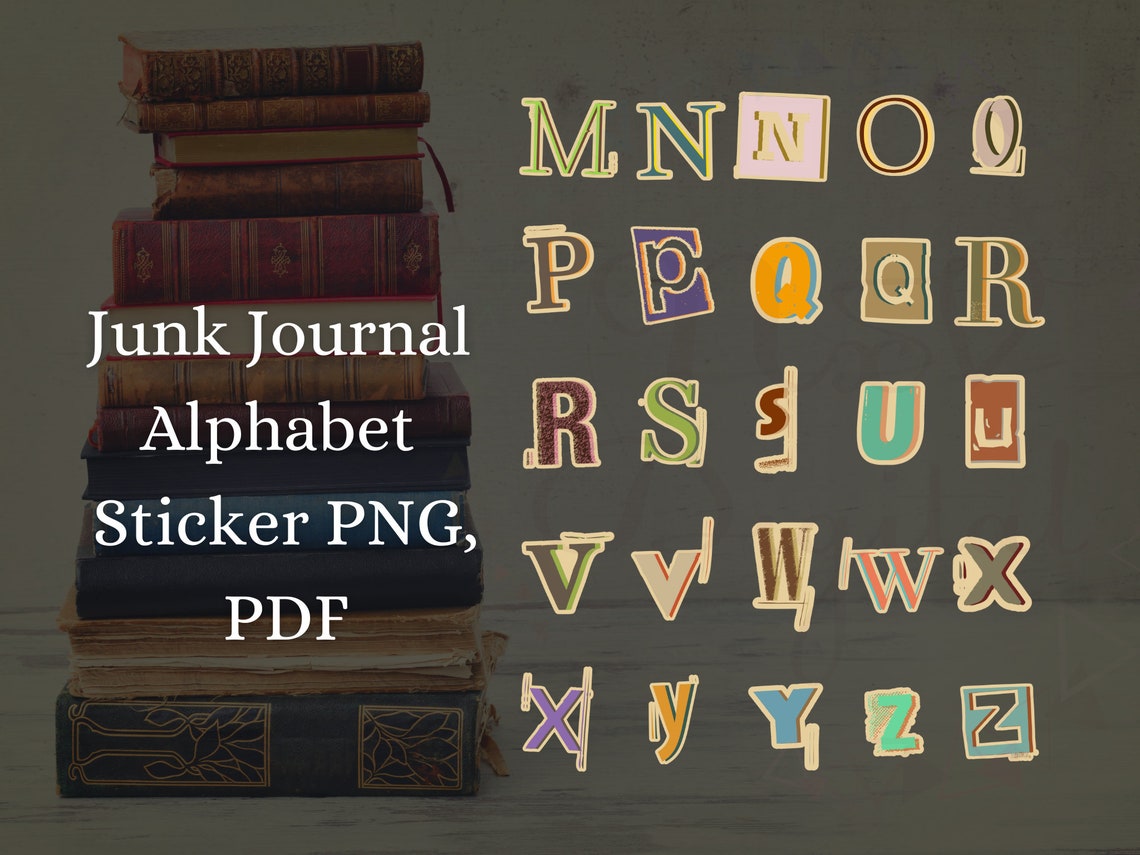 Set of 62 Junk Journal Letter Png, Scrapbook Alphabet Kit Png, Cute ...