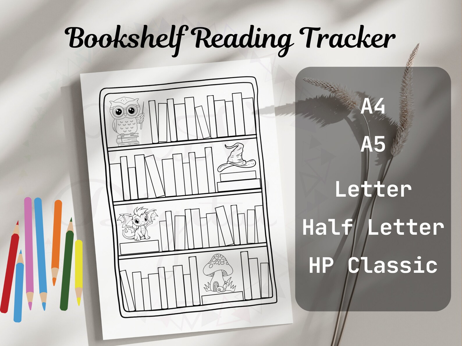 Fantasy Printable Bookshelf Bookmarks, Reading Tracker, Coloring ...