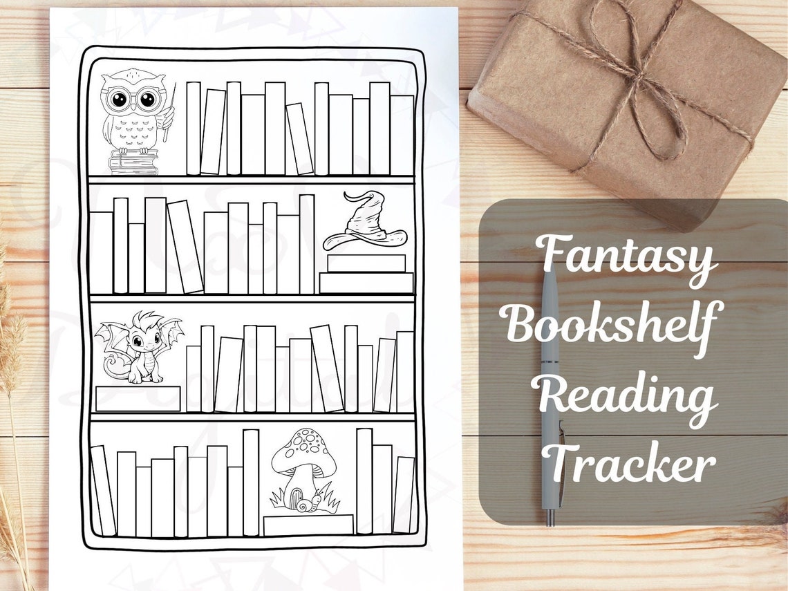 Fantasy Printable Bookshelf Bookmarks, Reading Tracker, Coloring ...