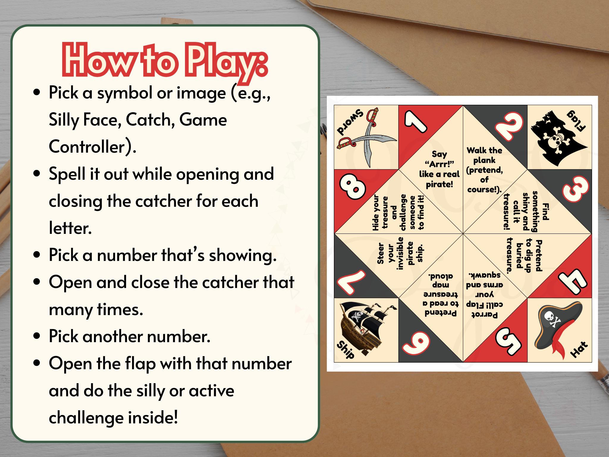 Pirate Cootie Catcher Printable | Treasure Hunt Game for Kids | Pirate ...