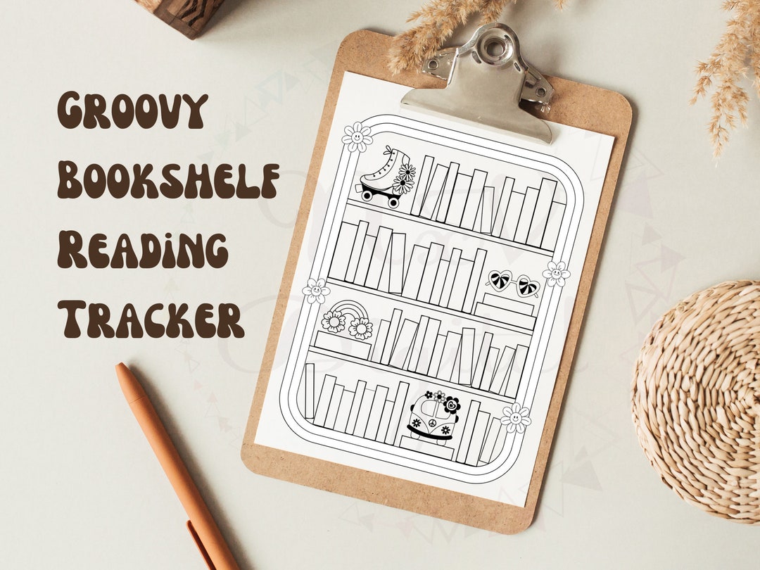 Groovy Printable Bookshelf Bookmarks, Reading Tracker, Coloring ...
