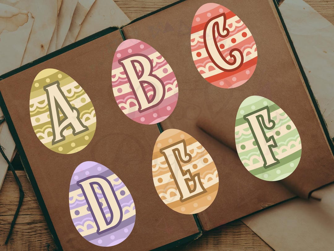 Set of 36 Vintage Easter Eggs Alphabet Junk Journal Letter Png ...