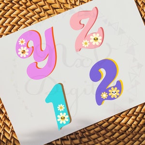 Set of 36 Groovy Letters and Numbers Png, Groovy Alphabet Doodle Flower ...