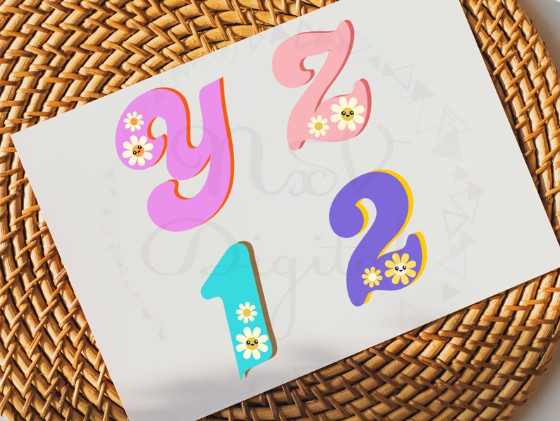 Set of 36 Groovy Letters and Numbers Png, Groovy Alphabet Doodle Flower ...
