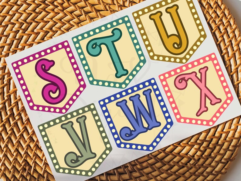 Retro Party Banner Alphabet Png, Set of 36 Retro Letter Png, Retro ...