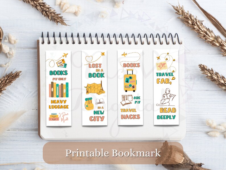 Printable Bookmark Traveler, Set of 4 Downloadable Bookmarks, Cute ...