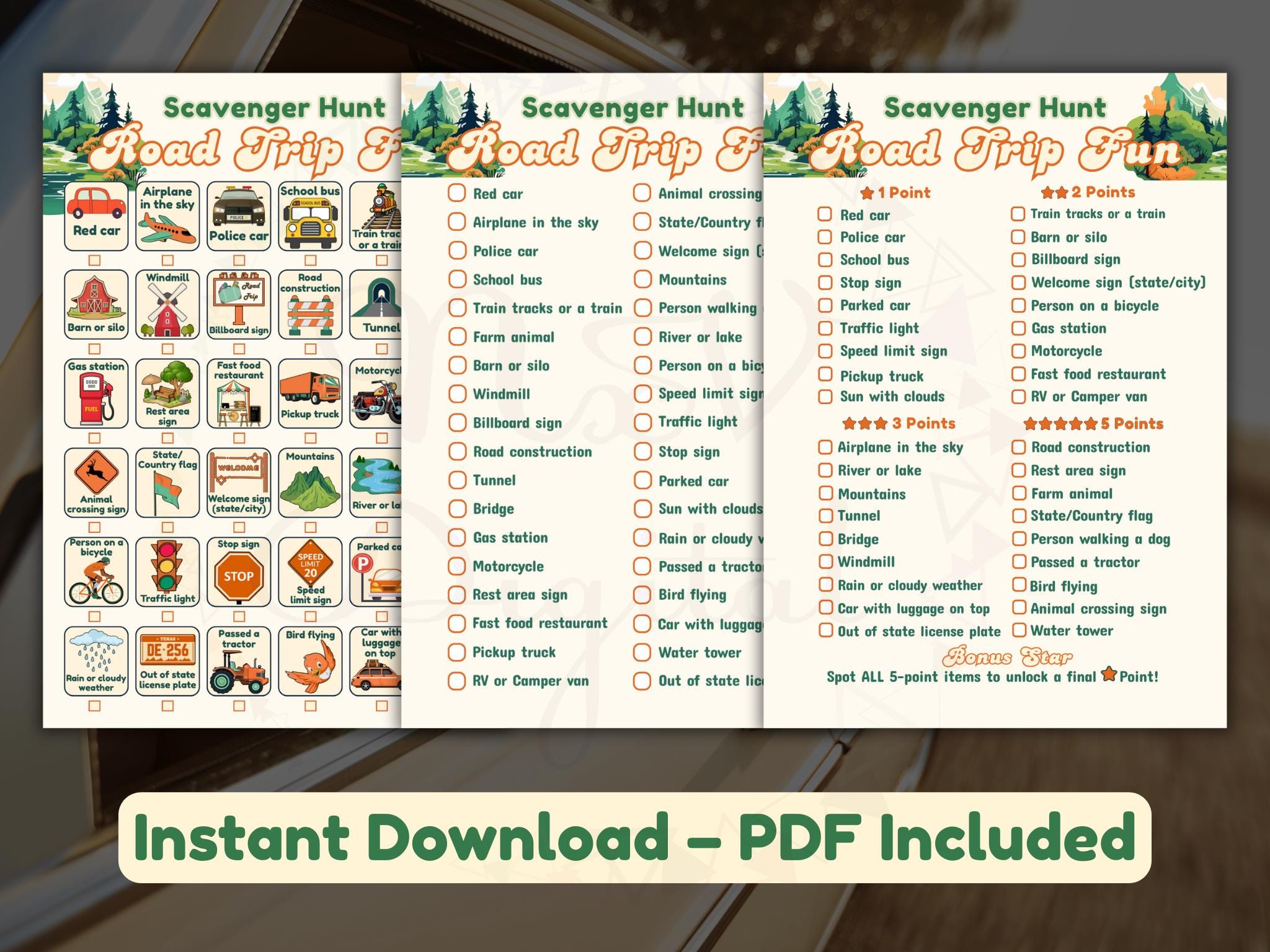 Road Trip Scavenger Hunt for Kids – Printable Travel Game – Summer ...