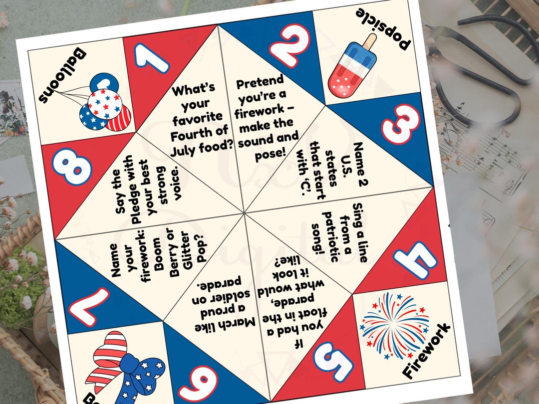 Fourth of July Cootie Catcher | 4th of July Party Game Printable ...