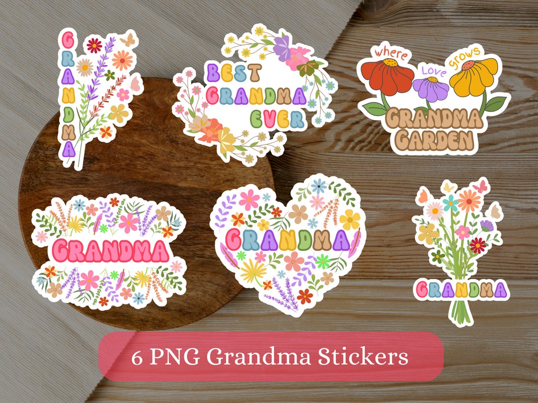 Grandma Stickers Png, Mothers Day Gifts for Grandma Gift Tag Png ...