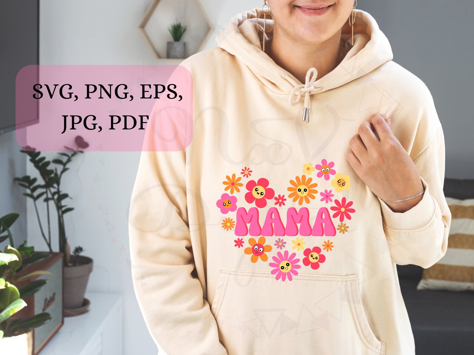 Groovy Mama Flowers Heart Tshrit Svg, Groovy Mama Doodle Flower Gift ...