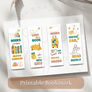 Printable Bookmark Traveler, Set of 4 Downloadable Bookmarks, Cute ...