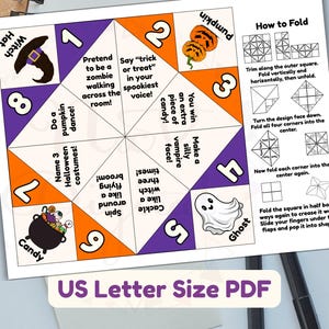 Halloween Cootie Catcher Printable: Spooky Kids Party Game (instant ...