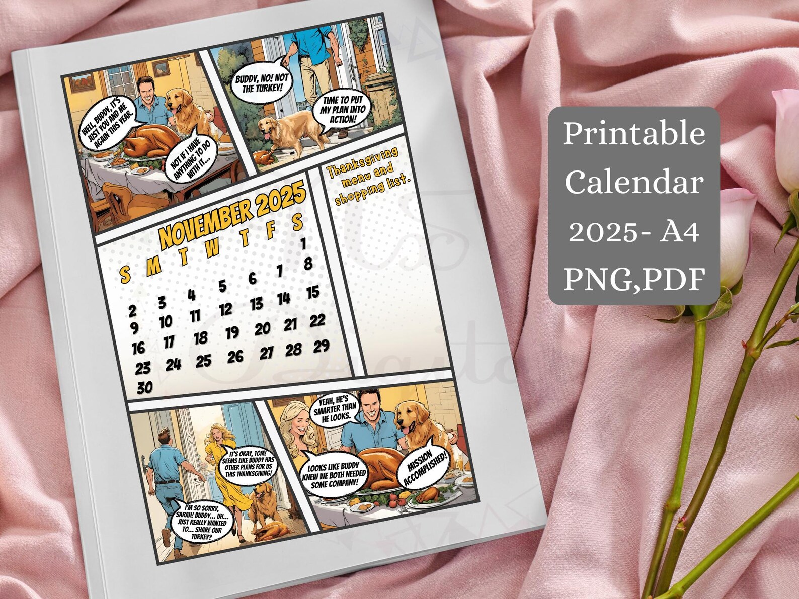 Comic Calendar 2025 Short Stories Png, Scrapbook Calendar Kit ...