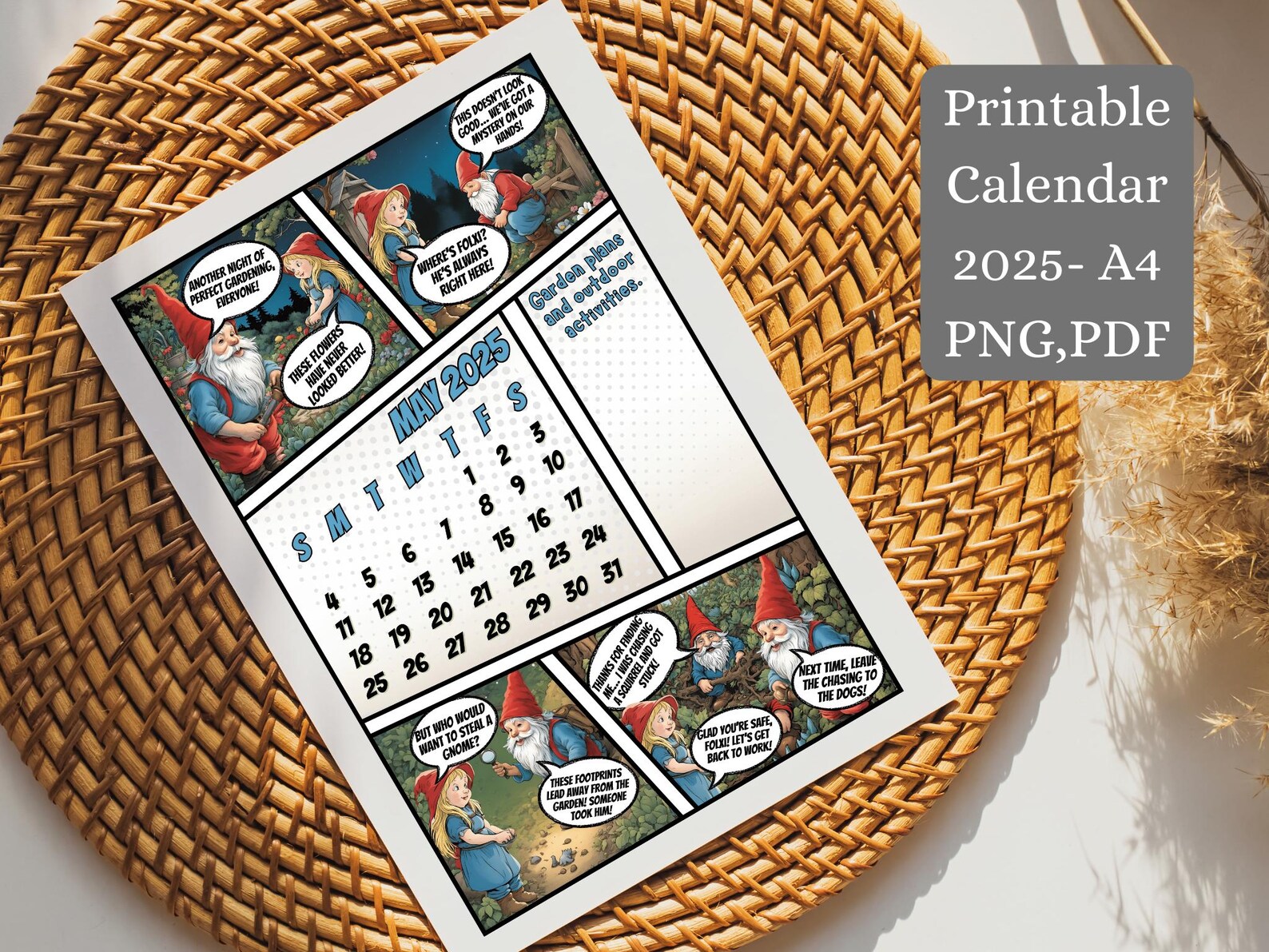 Comic Calendar 2025 Short Stories Png, Scrapbook Calendar Kit ...