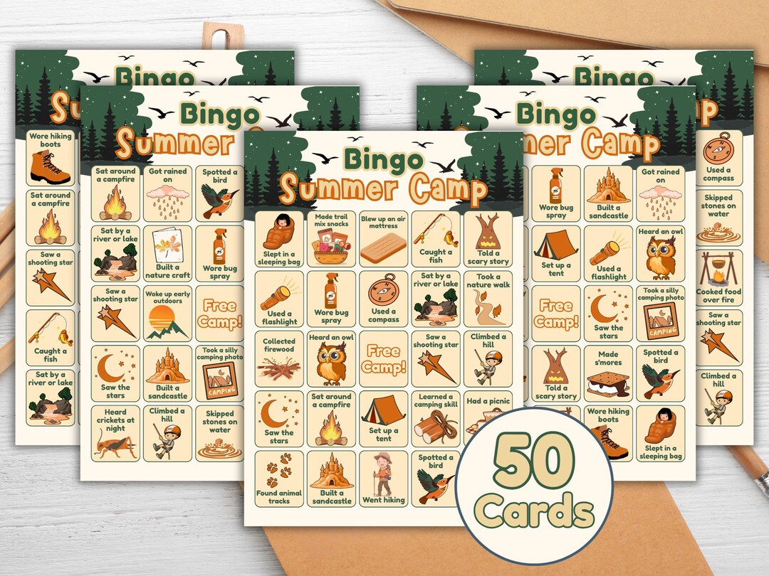 Jeu imprimable de bingo-test de camp d'été | Activité de camping pour ...