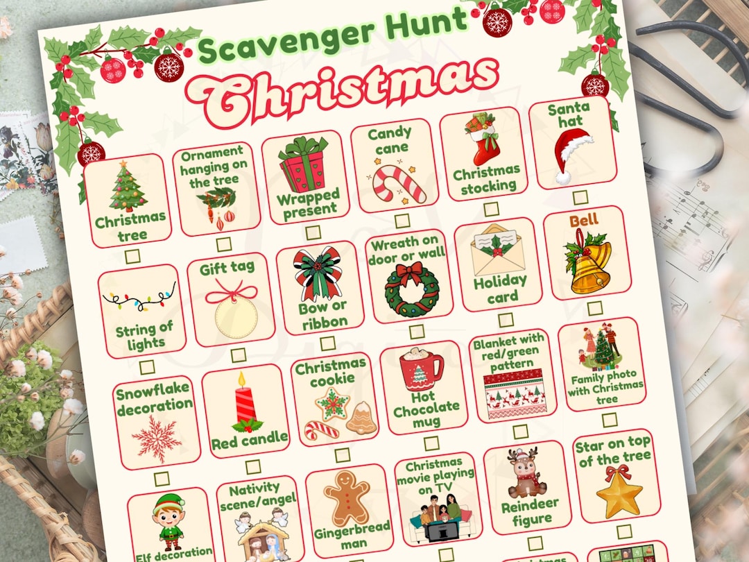 Christmas Scavenger Hunt Game | Kids Holiday Printable (PDF) - Etsy