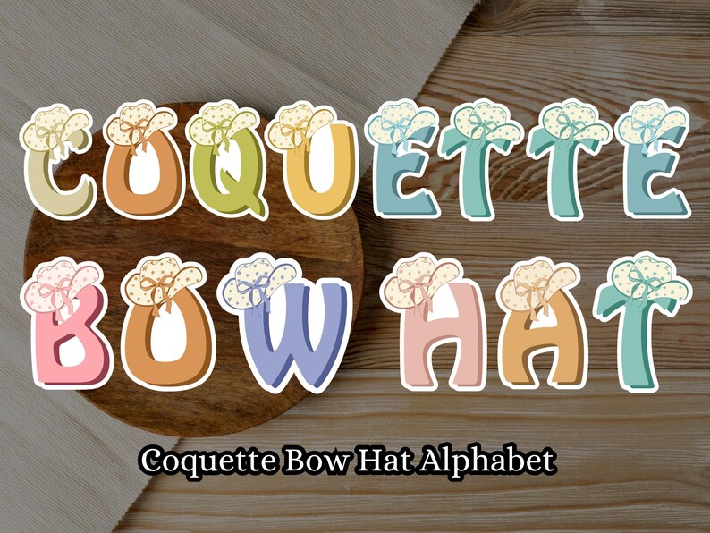 Coquette Bow Hat Alphabet Png, Set of 36 Retro Letter Png,pastel ...