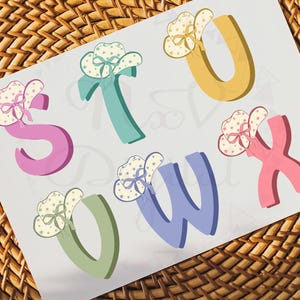 Coquette Bow Hat Alphabet Png, Set of 36 Retro Letter Png,pastel ...