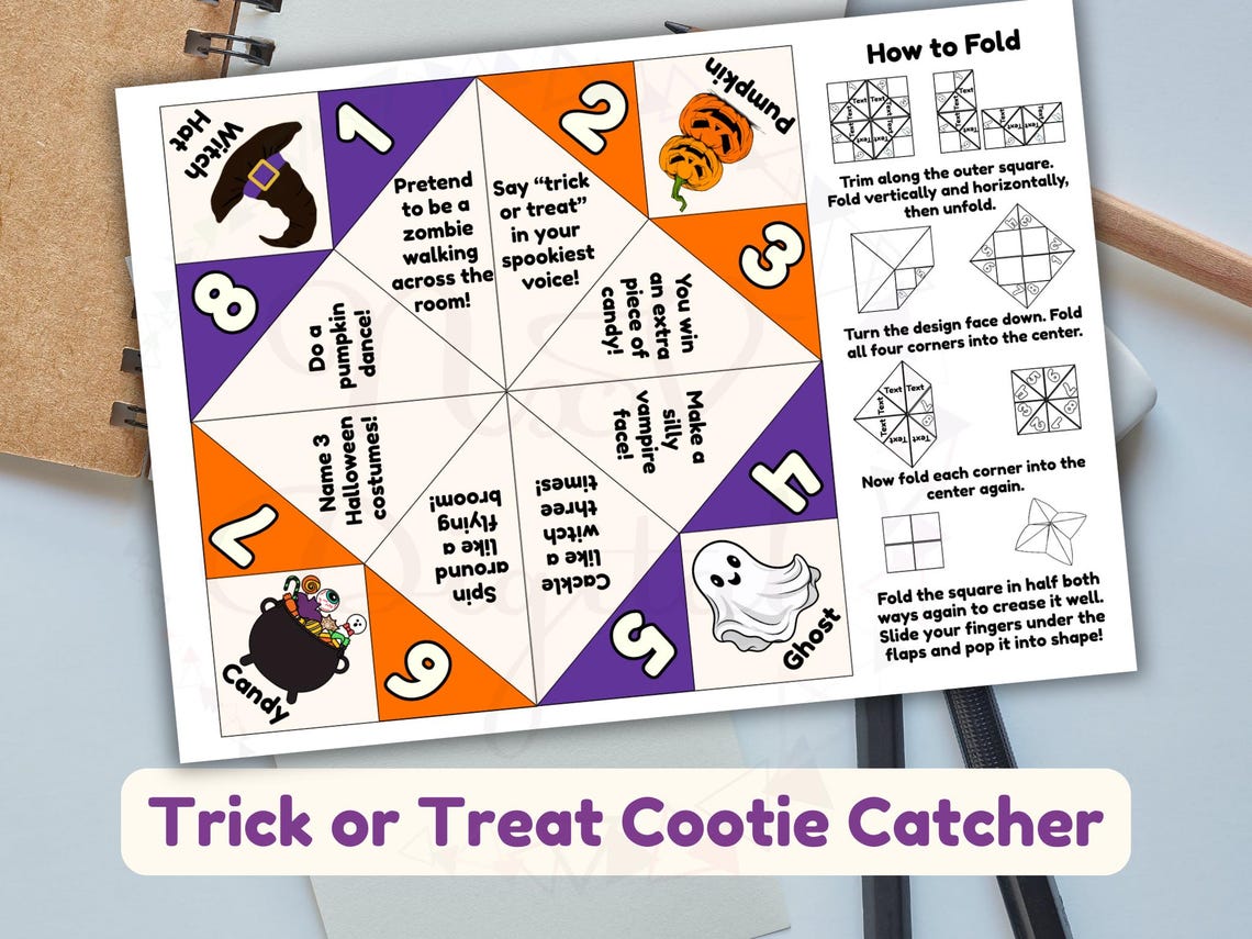 Halloween Cootie Catcher Printable: Spooky Kids Party Game (instant ...