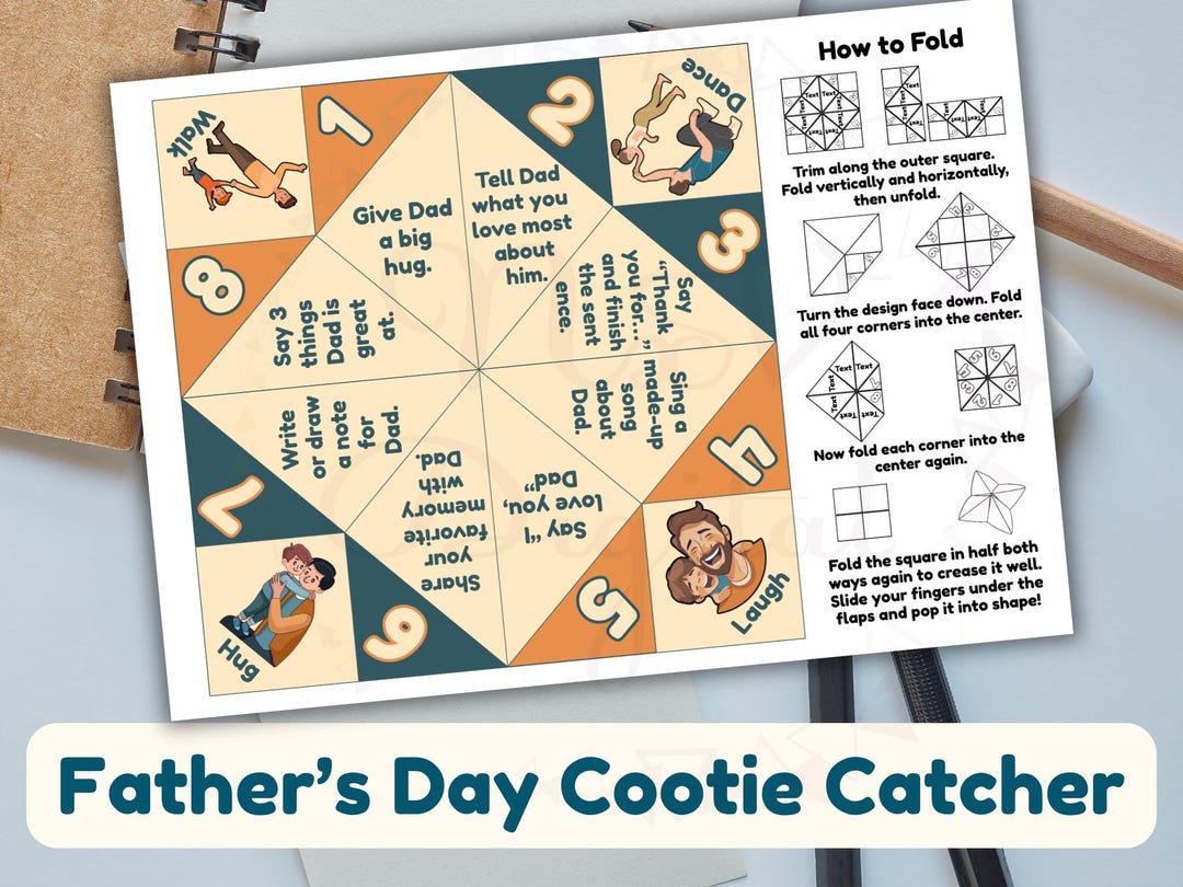Father’s Day Cootie Catcher | Printable DIY Games for Kids | Funny Dad ...